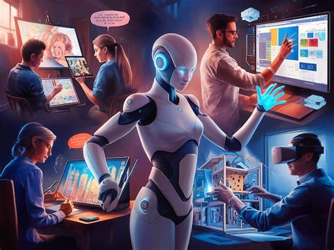 Humanrobot Collaboration In Advanced Technology Premium Ai Generated Image