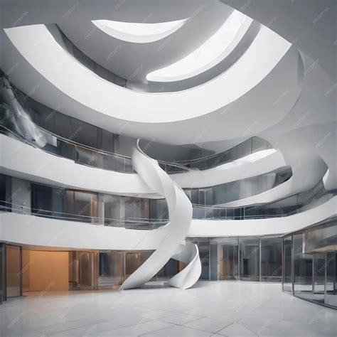 Premium Photo Abstract White Circular Architecture Concave And Convex