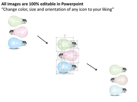 0115 Three Bulbs With Text Boxes For Data Flow Powerpoint Template PowerPoint Slide Clipart