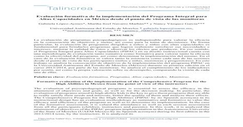Evaluación Formativa De La Implementación Del Formativ · En Su