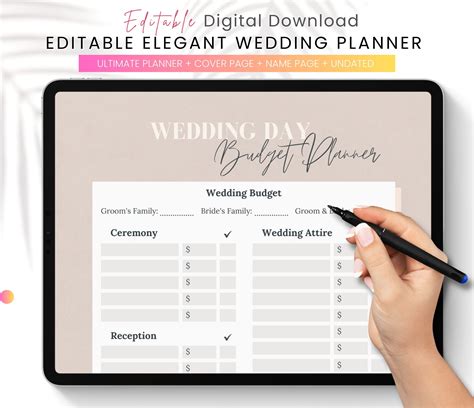 Editable Wedding Planner Template Canva Checklist Digital Download Etsy