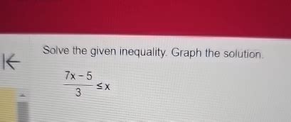 Solve The Given Inequality Graph The Chegg Com