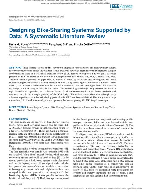 Pdf Designing Bike Sharing Systems Supported By Data A Systematic Literature Review
