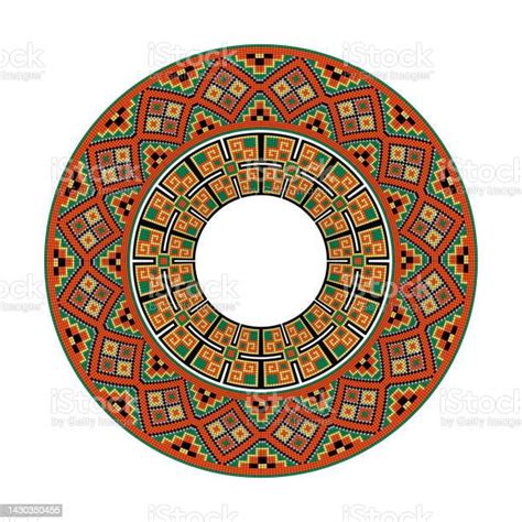 흰색 배경에 고립 된 다채로운 기하학적 패턴의 원형 플레이트 0명에 대한 스톡 벡터 아트 및 기타 이미지 0명 골동품 공란 Istock