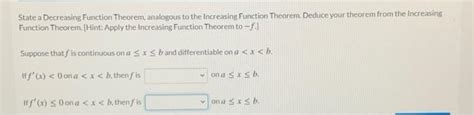 Solved State A Decreasing Function Theorem Analogous To The