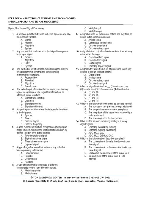 Signals Part 1 Signal Spectra And Signal Processing © Top Ece Review