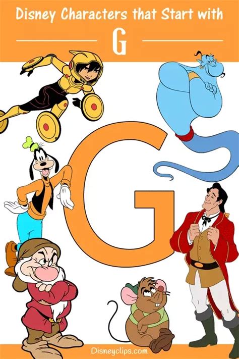The Disney Alphabet G Disney Letters Disney Characters Letters