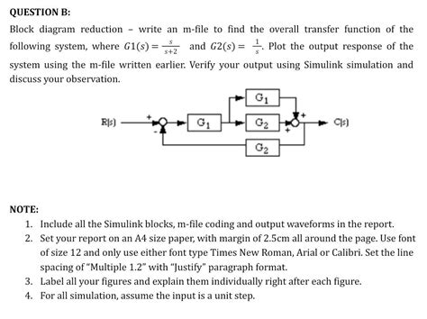 QUESTION B Block Diagram Reduction Write An M File Chegg