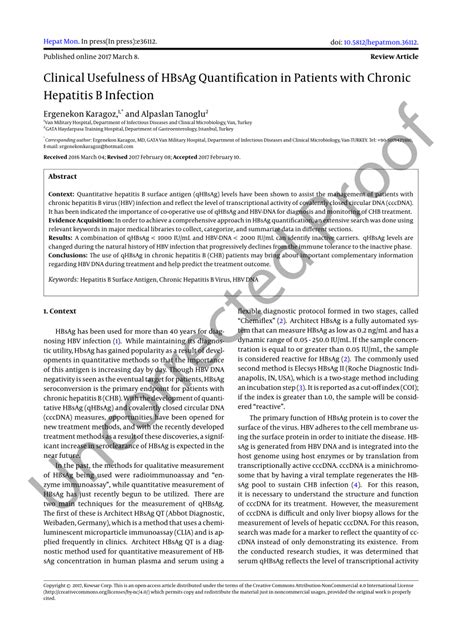 Pdf Clinical Usefulness Of Hbsag Quantification In Patients With