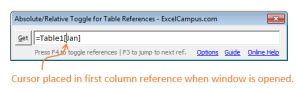 Absolute Reference Add-in F4 Key in Structured Table Formulas | Excel Campus