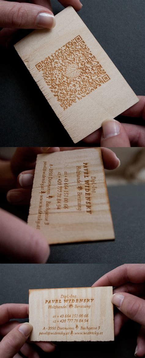Clever Laser Cut Wooden Business Card With Qr Code Cardobserver