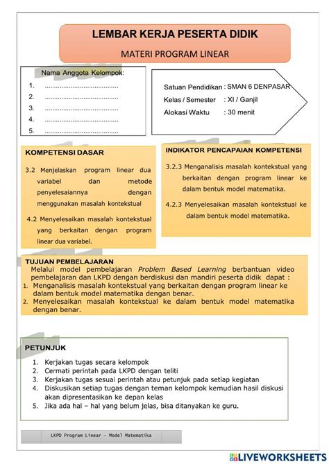 Lkpd Program Linear 1 Ni Wayan Winda Suryani Live