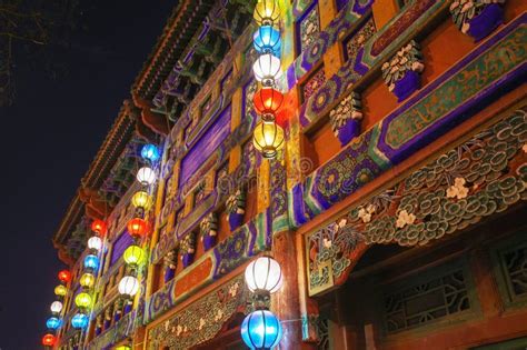 Traditional Architecture With Colorful Lantern Stock Image Image Of