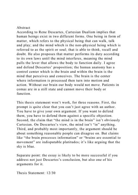 Cartesiandualism Slidesharepresentation 1 Pptx