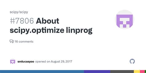 About Scipyoptimize Linprog · Issue 7806 · Scipyscipy · Github