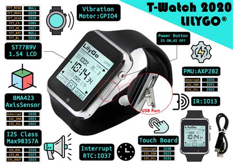 LILYGO TTGO T Watch Black Programmable Watch Wearable Watch ESP Main Chip Touch