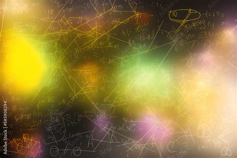 Many Math Formulas Lines Diagrams Numbers Chemical Bonds Drawn On