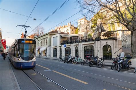 Generic Architecture And Street View At The Rue De La Corraterie Geneva Switzerland Editorial