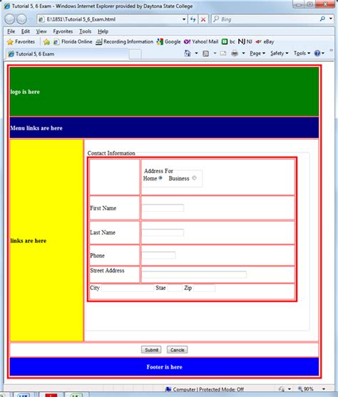 Solved Using Html Use Tables And Form To Make A Web Page