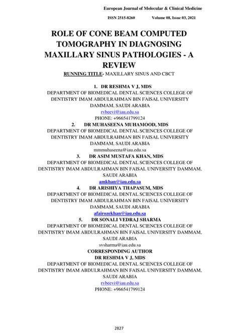 Pdf Role Of Cone Beam Computed Tomography In Diagnosing Maxillary Sinus Pathologies A Review