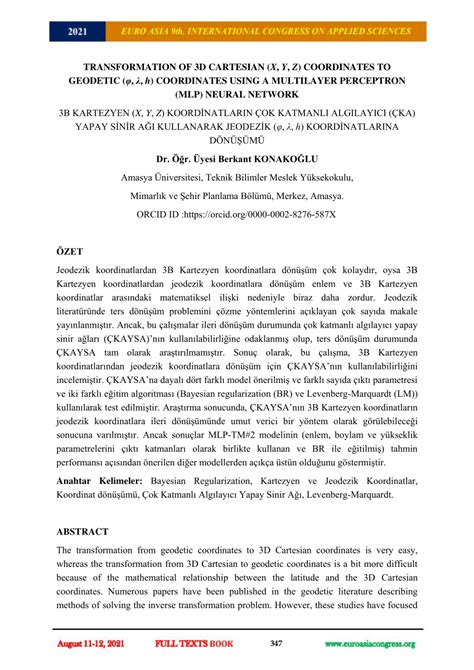 Pdf Transformation Of 3d Cartesian X Y Z Coordinates To Geodetic