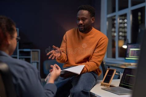 Couple Of Programmers Working Over New Project Stock Image Image Of Dark System 278317051
