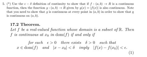 Solved 5 Use The € 8 Definition Of Continuity To Show
