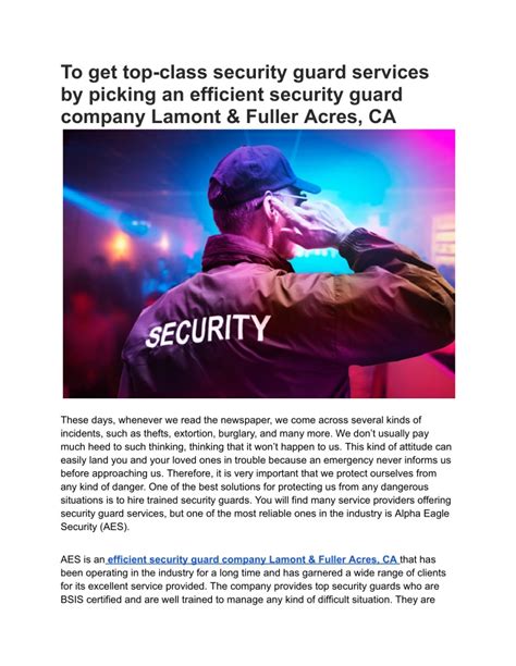 Ppt To Get Top Class Security Guard Services By Picking An Efficient