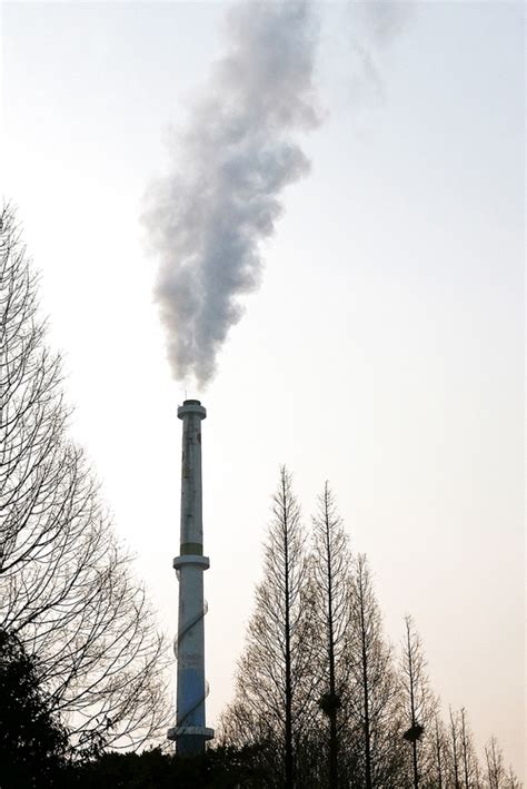해질 무렵 공단 굴뚝에서 나오는 잿빛 연기와 나무들 유토이미지 상세페이지 베이직샵 사진 20515249