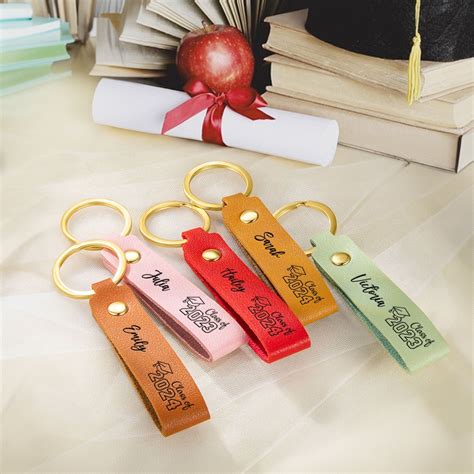 Personalized Name Class Of 2024 Graduation Keychain Pu Leather