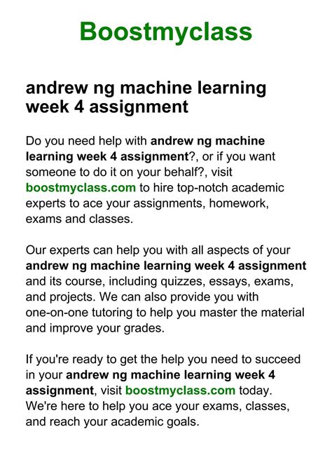 Andrew Ng Machine Learning Week 4 Assignment By Boost My Class Issuu