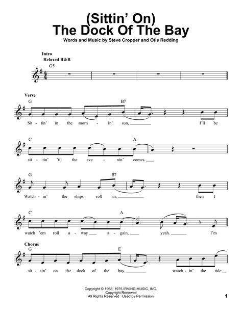 Sittin On The Dock Of The Bay By Otis Redding Sheet Music For Pro Vocal At Sheet Music Direct