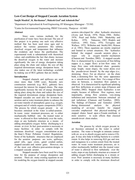Pdf Low Cost Design Of Stepped Cascade Aeration System