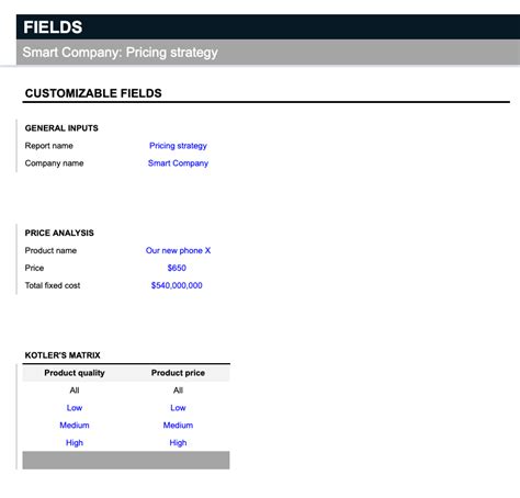 Pricing Strategies Spreadsheet Template