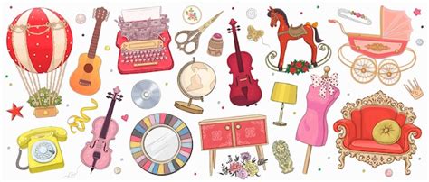 Premium Vector Vector Retro Object Set