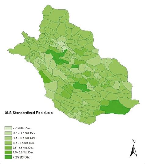 Standardised Residual Plot Of Ols In The Study Area By All Explanatory