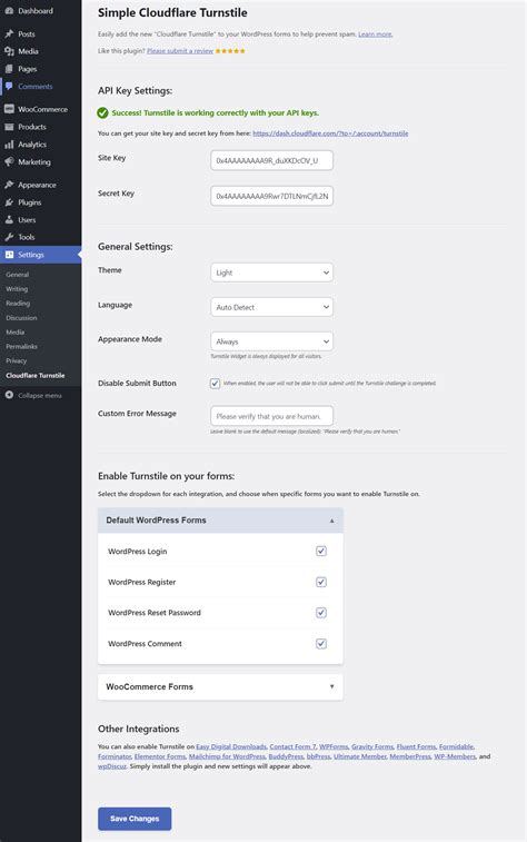 Simple CAPTCHA Alternative with Cloudflare Turnstile – WordPress plugin ...