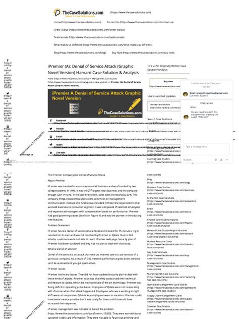 Ipremier A Denial Of Service Attack Graphic Novel Version Harvard Case Solution And Analysis