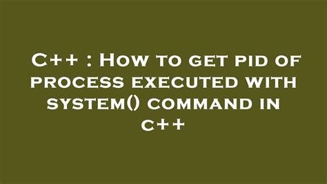 C How To Get Pid Of Process Executed With System Command In C
