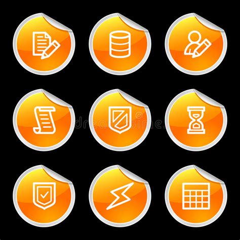 Database Web Icons Black Glossy Circle Buttons Stock Vector Illustration Of Buttons Edit