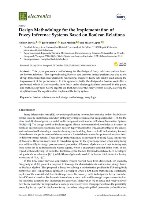 pdf design methodology for the implementation of fuzzy inference