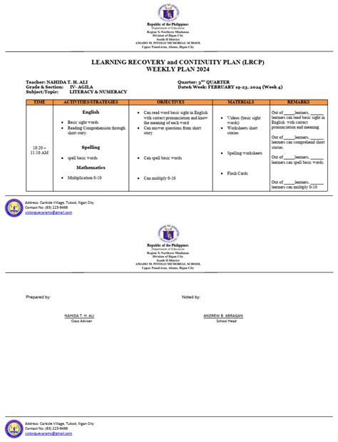 Lrcp Plan 2023 Week 9 Pdf Pedagogy Behavior Modification