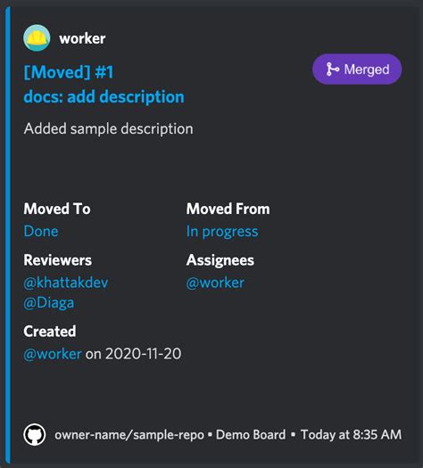 Github Weigithub Project Notifier A Discord 🤖 That Notifies On Github Project Card Updates