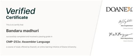 Madhuri Bandaru On Linkedin Successfully Completed Assembler Language