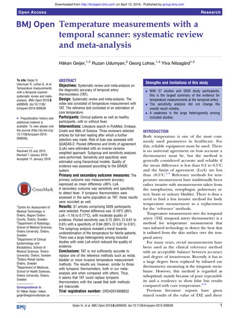 Pdf Temperature Measurements With A Temporal Scanner Systematic