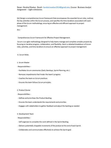 Assignment Agile Methodology Solution Pdf Scrum Software