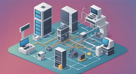 Isometric Insights Computer Network Infrastructure In Perspective Premium Ai Generated Image