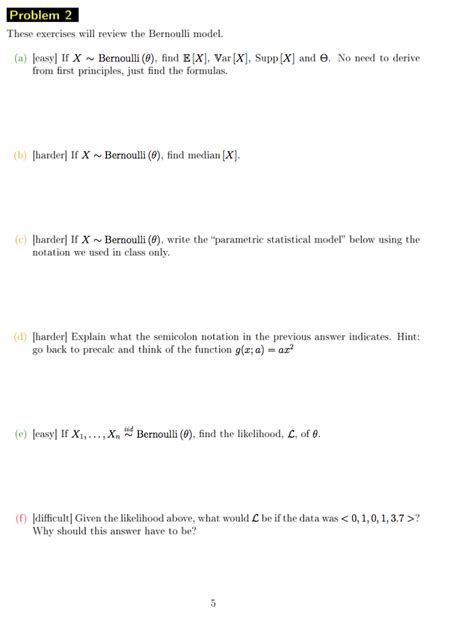 Solved Problem 2 These Exercises Will Review The Bernoulli