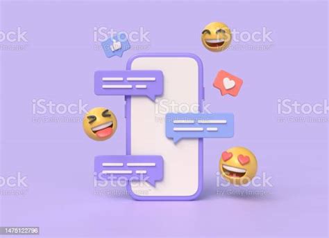 3d 휴대 전화 및 연설 거품 화면 알림 엄지 손가락과 하트 소셜 네트워크에서 메시지를 사용한 의사 소통의 개념 보라색 배경에 격리된 그림3d 렌더링 3차원 형태에 대한