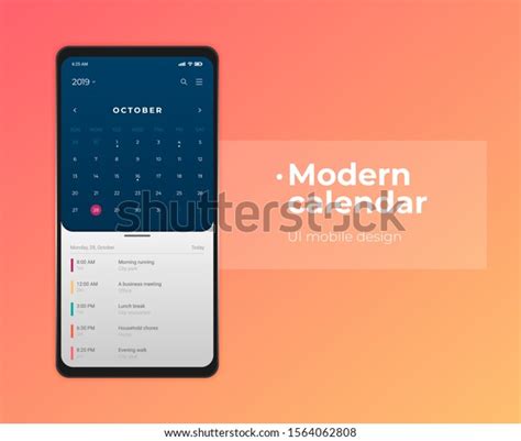 Calendar Mobile Apptasks Ui Ux Design Stock Vector Royalty Free 1564062808 Shutterstock